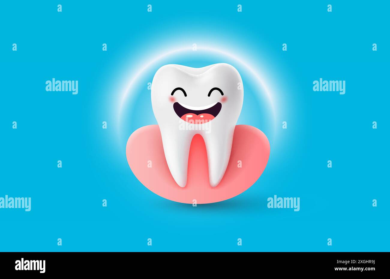 Tooth emoji white, 3D illustration of a tooth on a light background ...