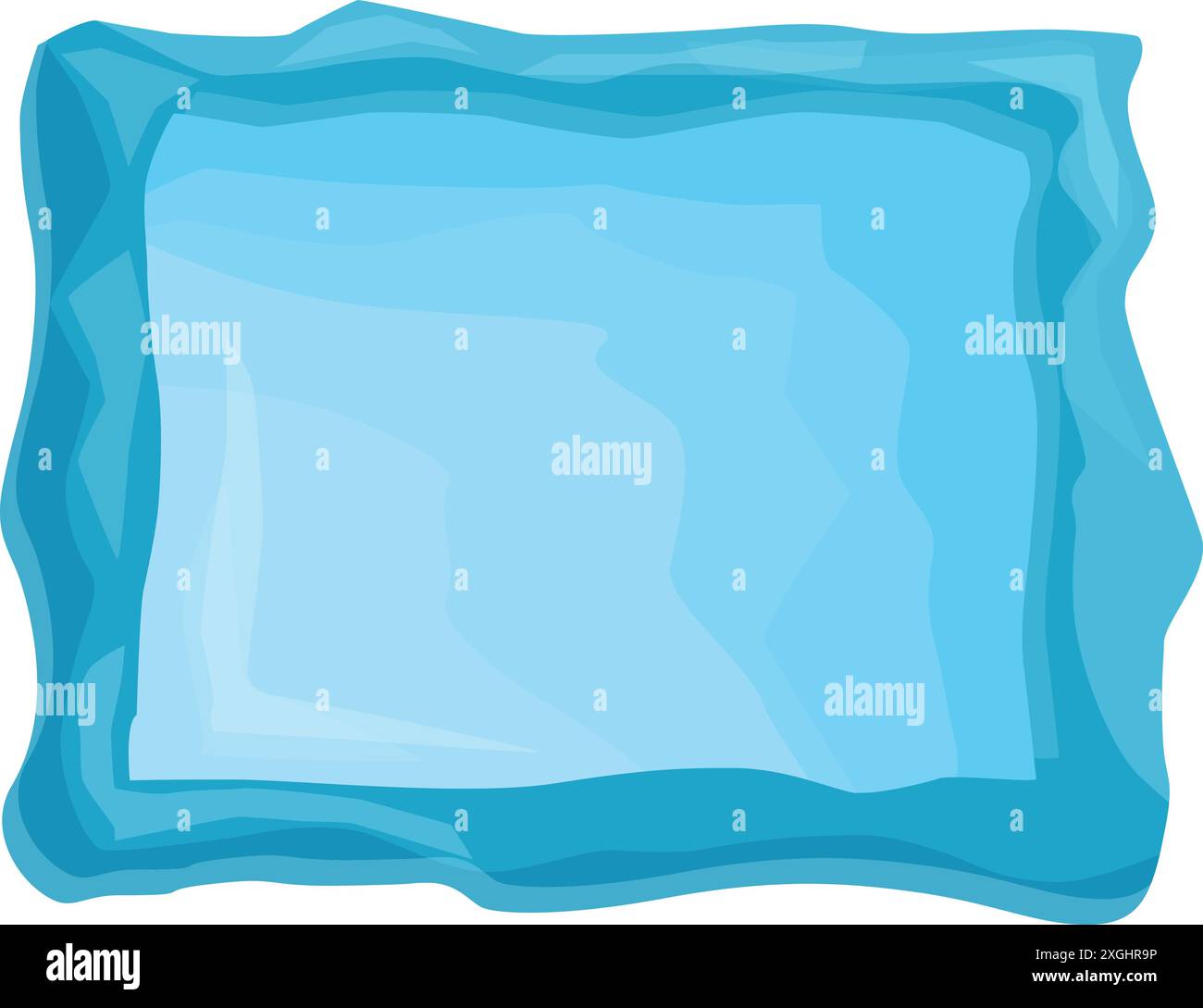 Cartoon style rectangular surface covered with ice or frozen water hi ...
