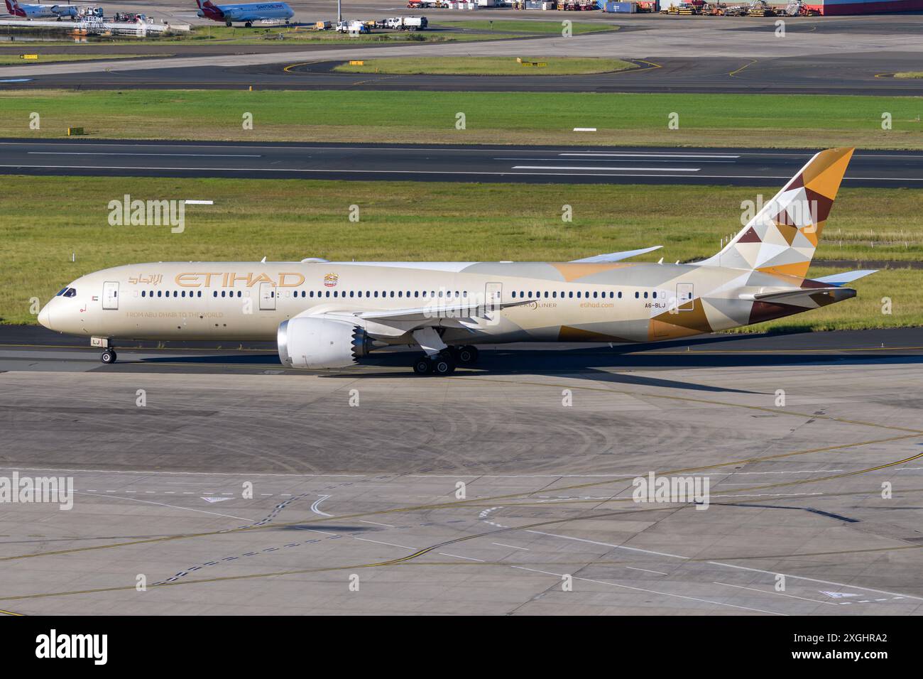 Etihad Airways Boeing 787-9 airplane. Aircraft 787 of Etihad airline ...