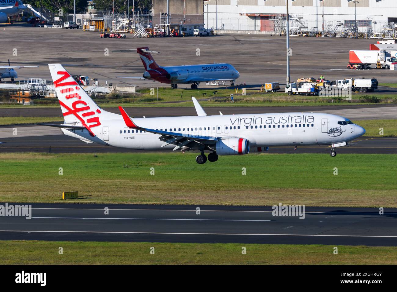 Airplane B737 of Virgin Australia airline arriving. 737-800 plane ...