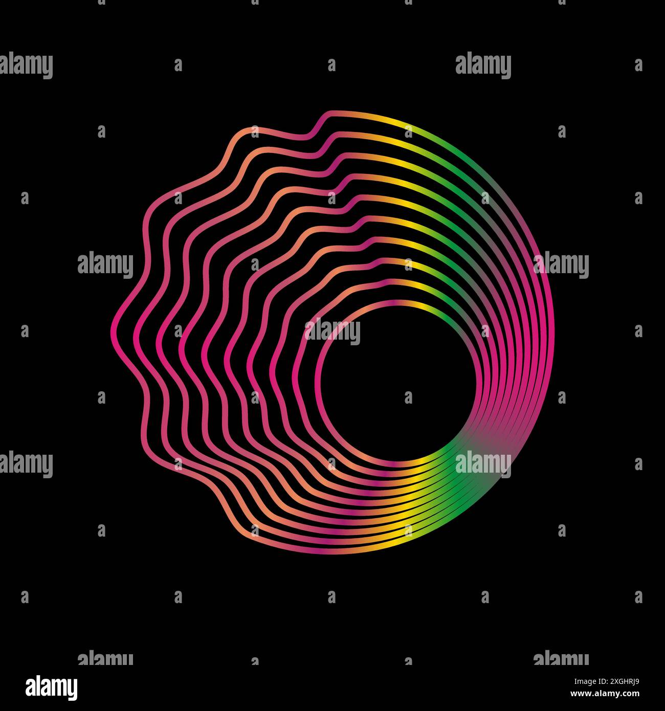 Abstract wavy shape sound equalizer speaker on black background. Linear ...