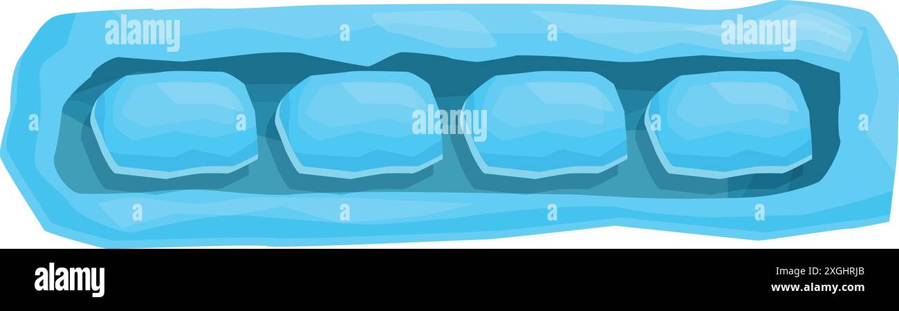 Cartoon style illustration of an ice platform floating on water surface ...