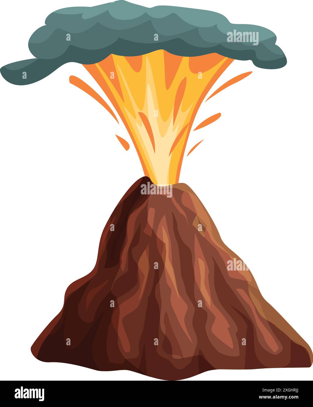 Illustration of a volcano erupting Cut Out Stock Images & Pictures - Alamy