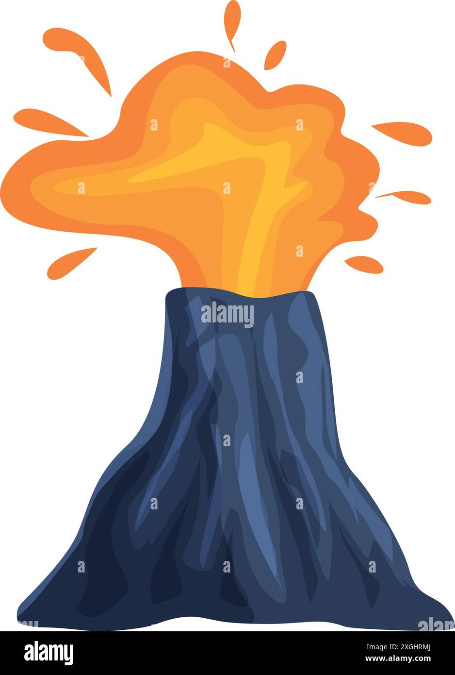 Cartoon volcano erupting, with molten lava flowing down its sides Stock ...