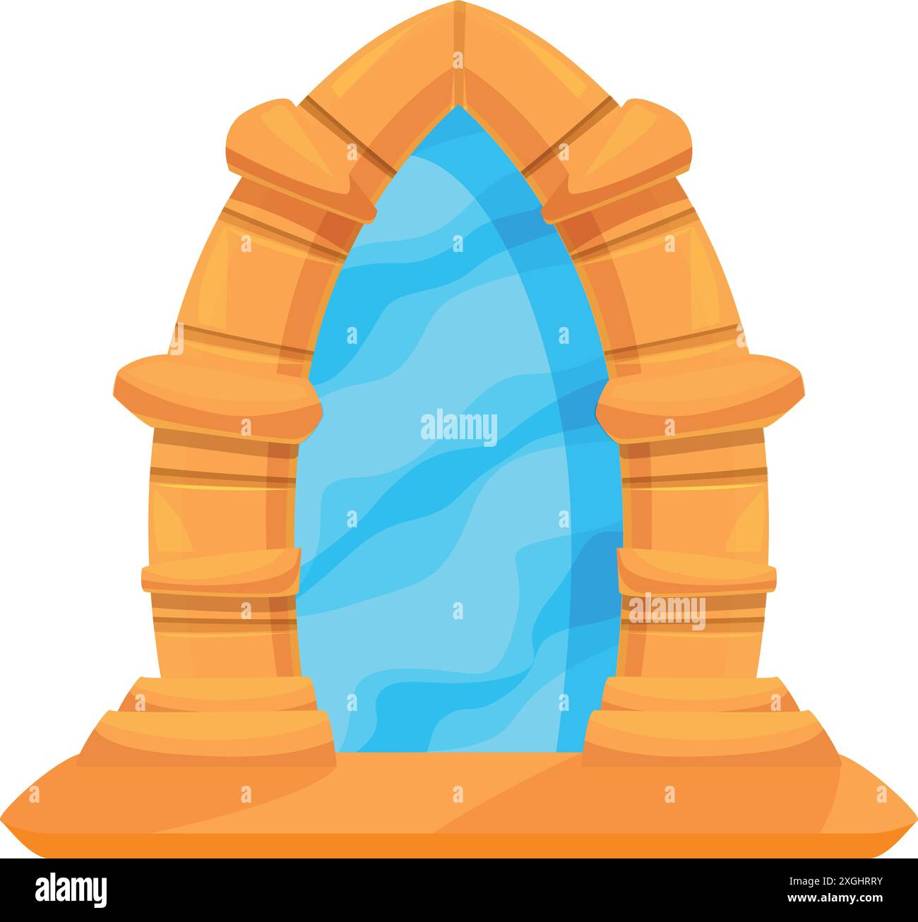 Magic portal with an ancient frame made of stones is opening to another ...