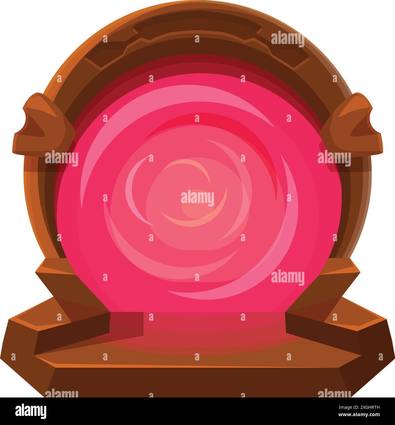 Cartoon illustration of a magic portal opening in an ancient stone arch ...