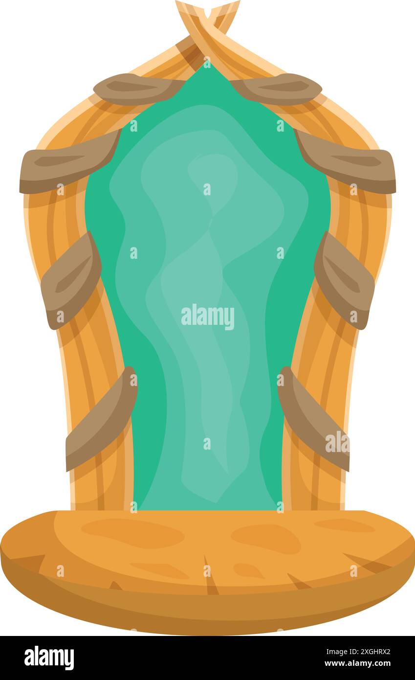 Cartoon wooden portal shining with magical green light hi-res stock ...