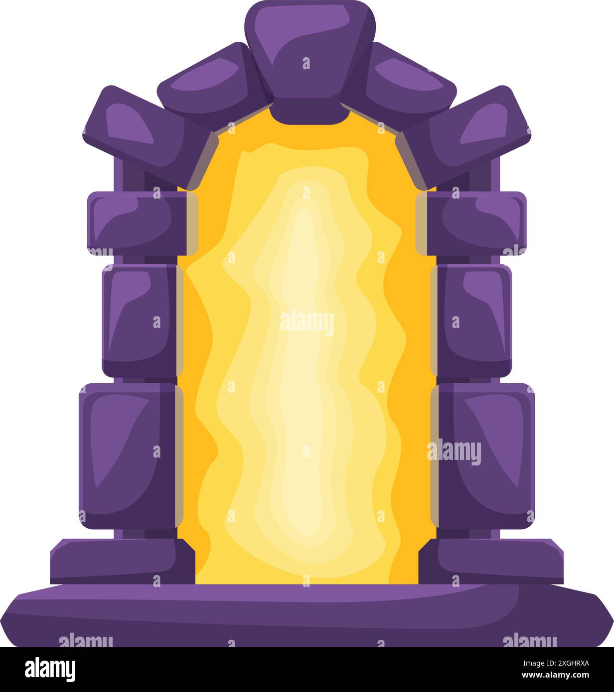 Cartoon illustration of an ancient stone archway glowing with magical ...