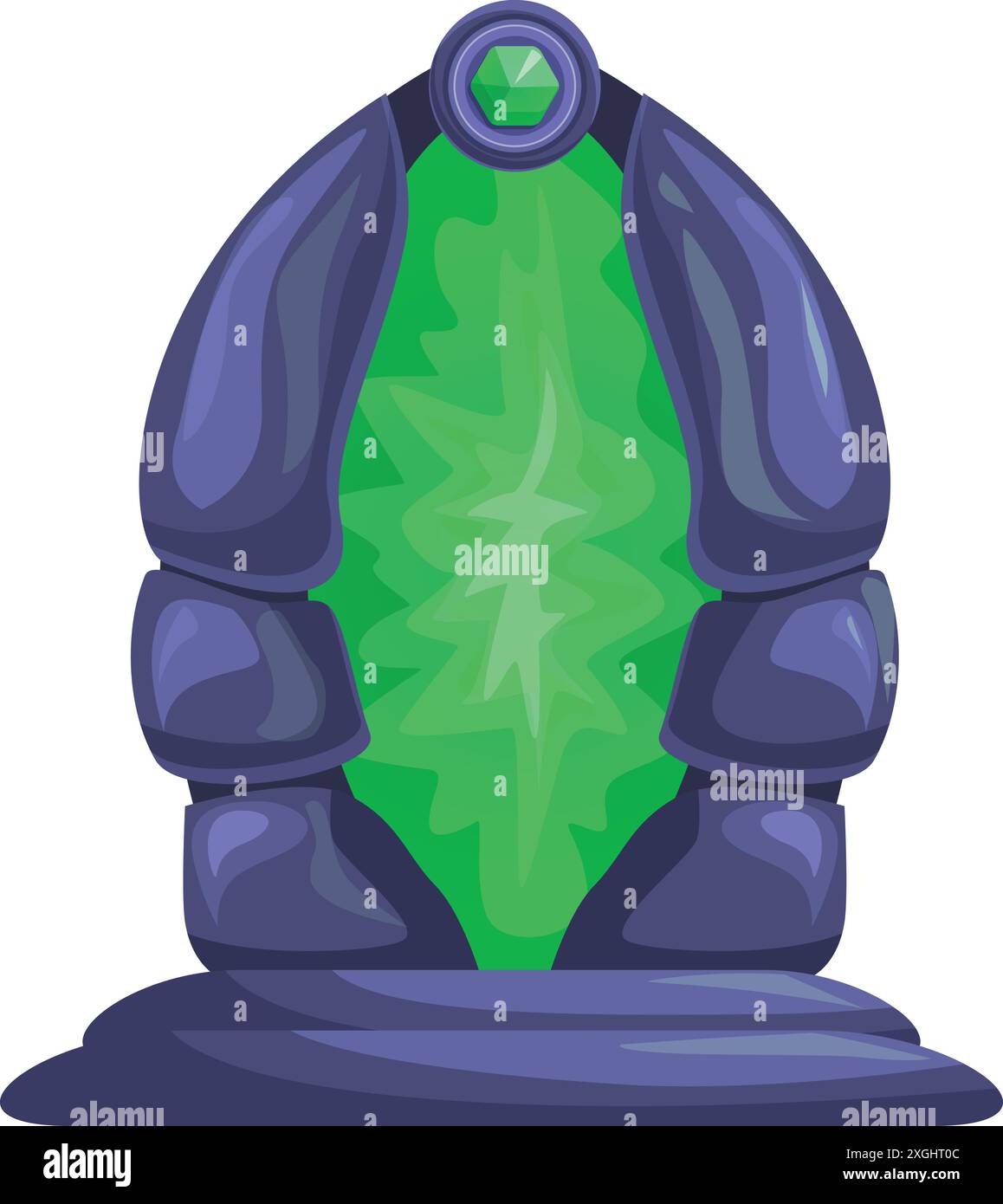 Ancient magic portal opening in stone structure with glowing green ...