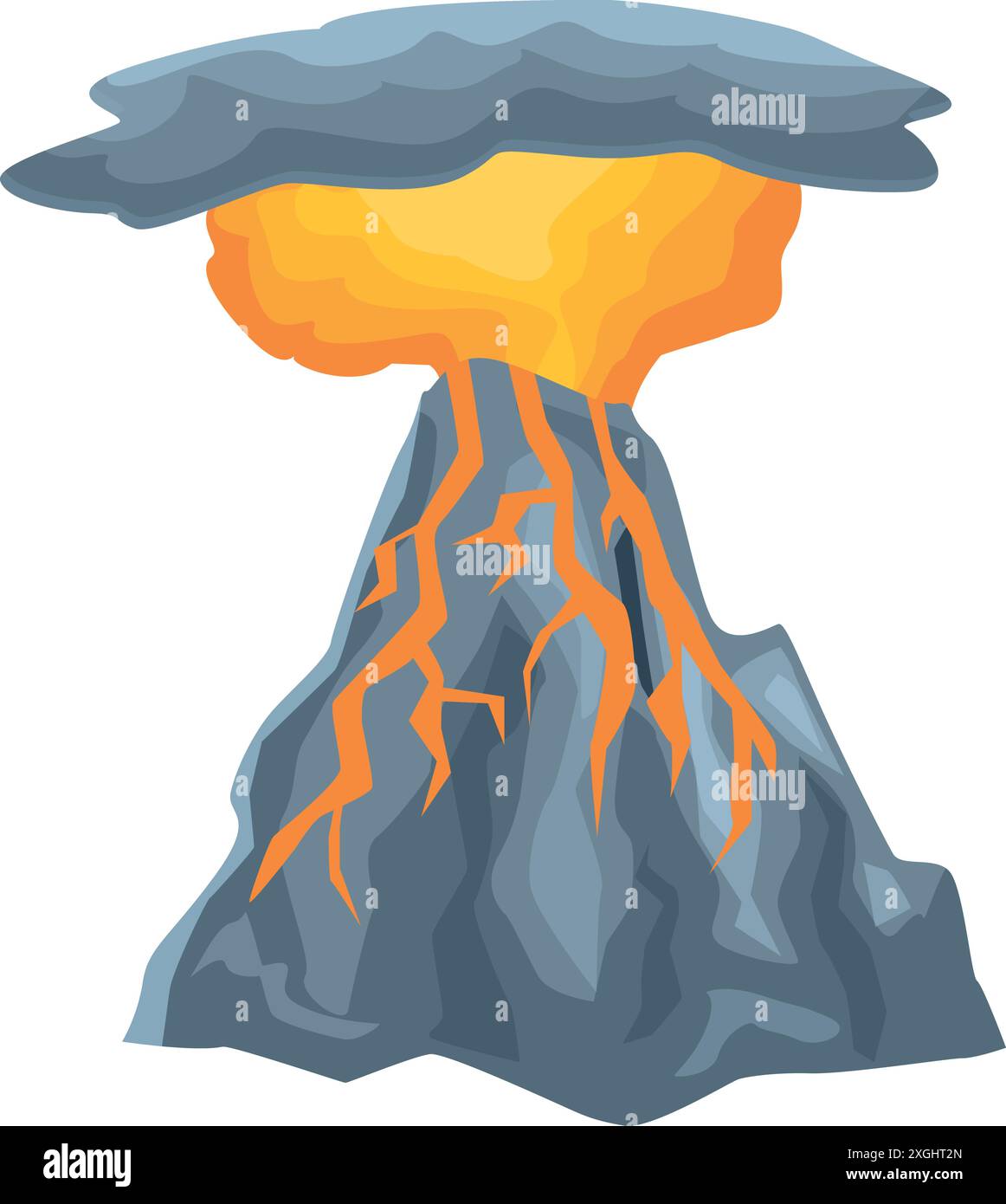 Cartoon volcano erupting with hot lava, smoke and ash Stock Vector ...