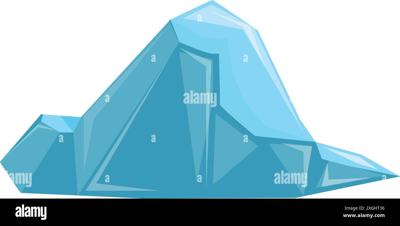 Cartoon iceberg floating in ocean, global warming and climate change ...