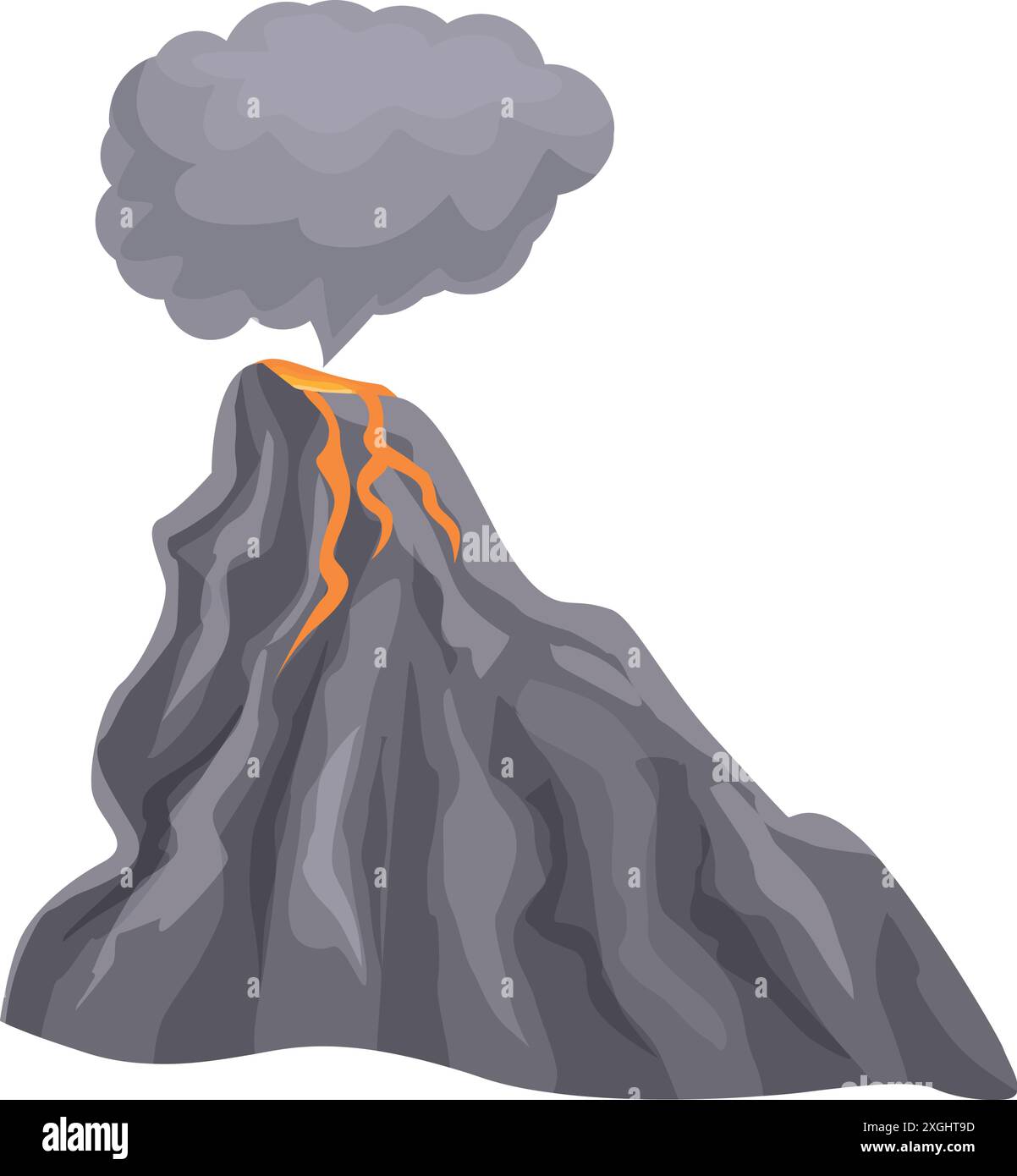 Cartoon volcano erupting with magma flowing down the side Stock Vector ...