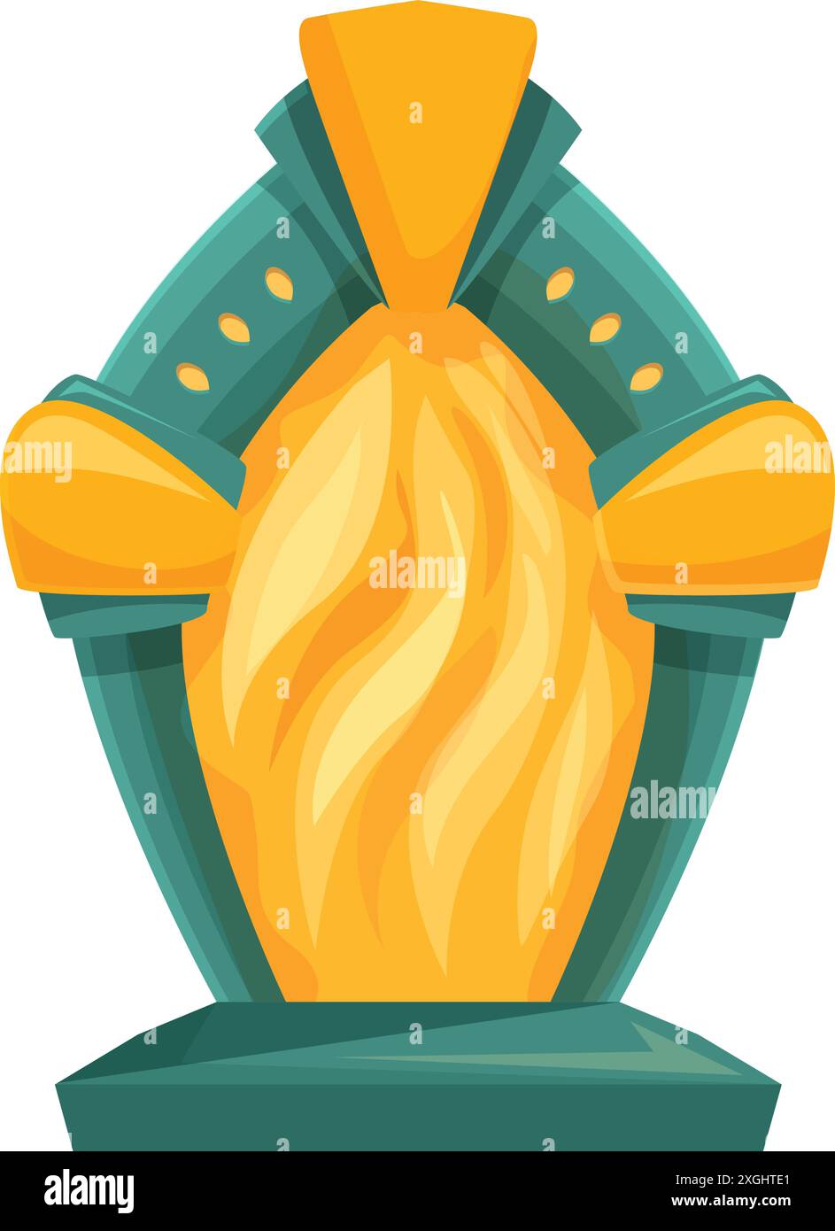 Cartoon eternal flame burning on green marble pedestal with yellow ...