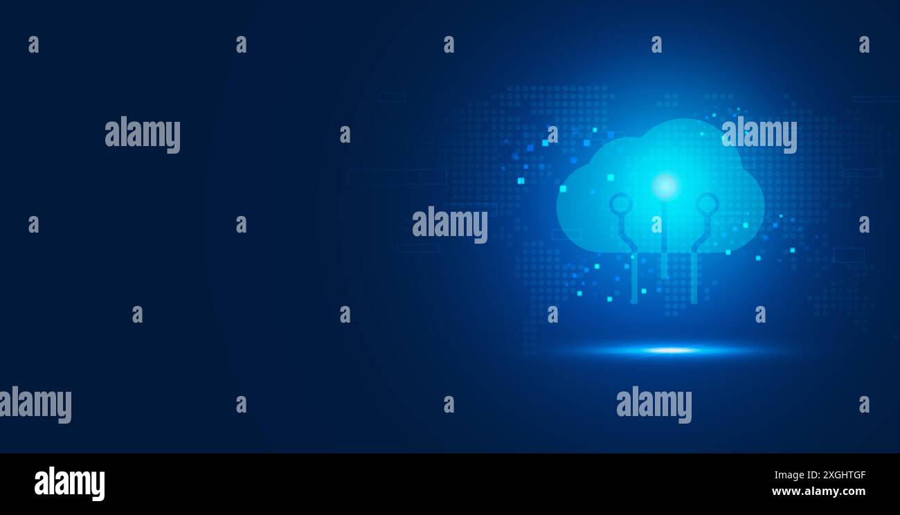 Futuristic blue cloud and Security abstract technology background ...
