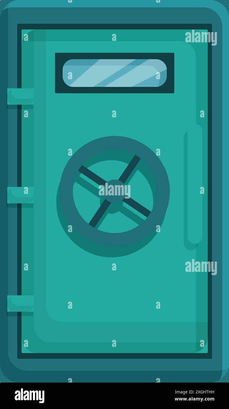 Large, heavy bank vault door is securely closed, providing safety and ...