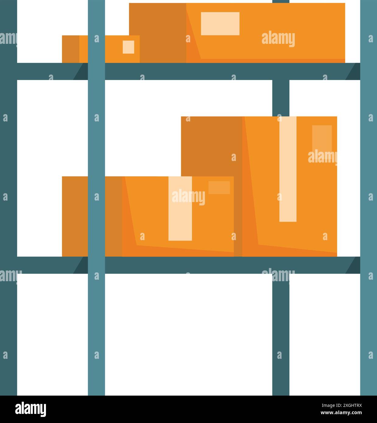 Storage shelves holding cardboard boxes, representing warehouse ...