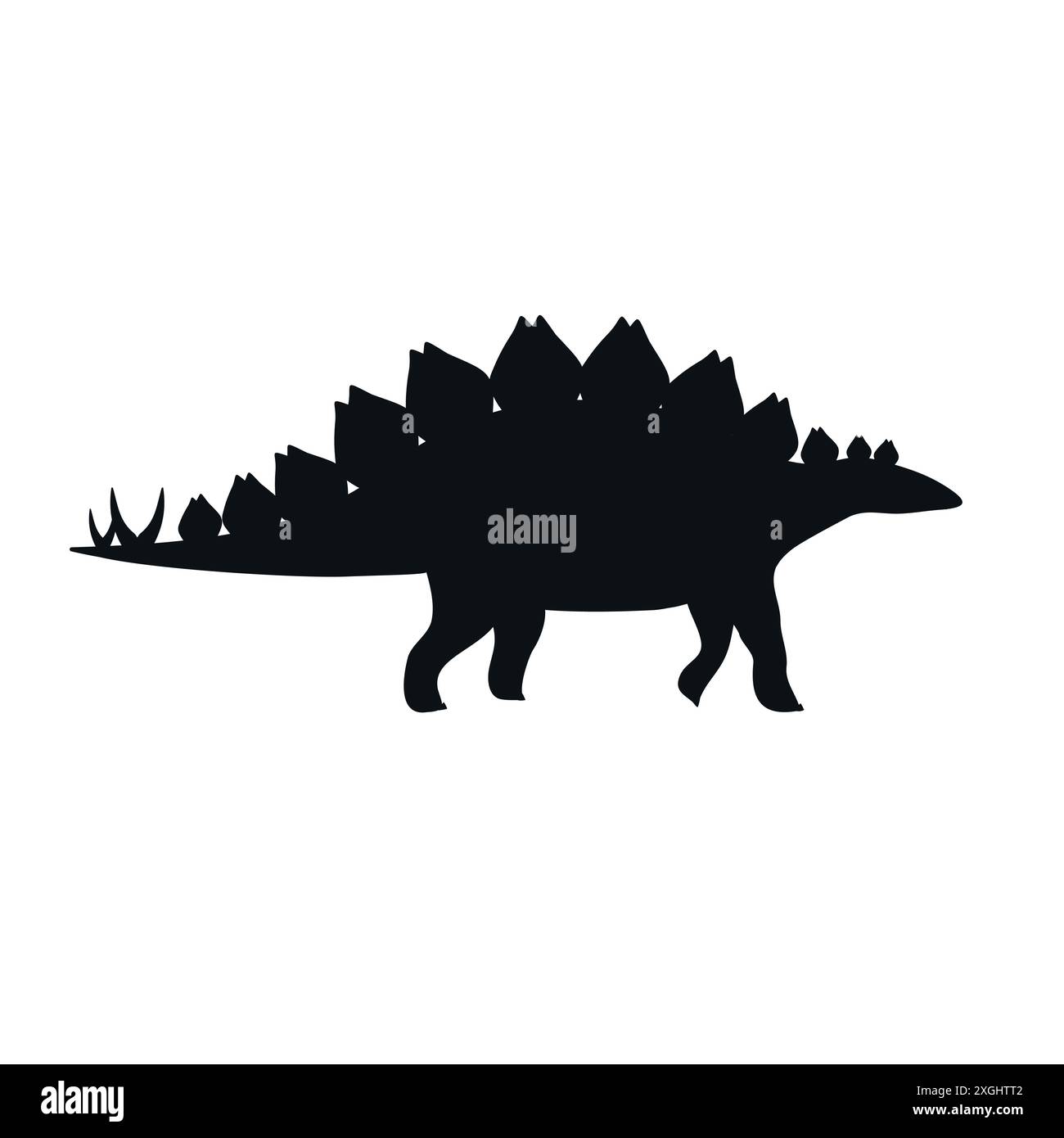 Vector flat hand drawn stegosaurus dinosaur silhouette isolated on ...
