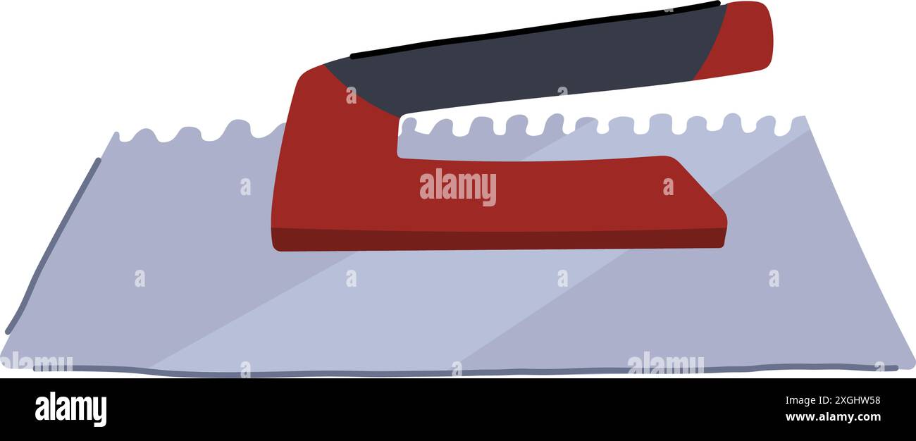 adhesive notched trowel cartoon vector illustration Stock Vector Image ...