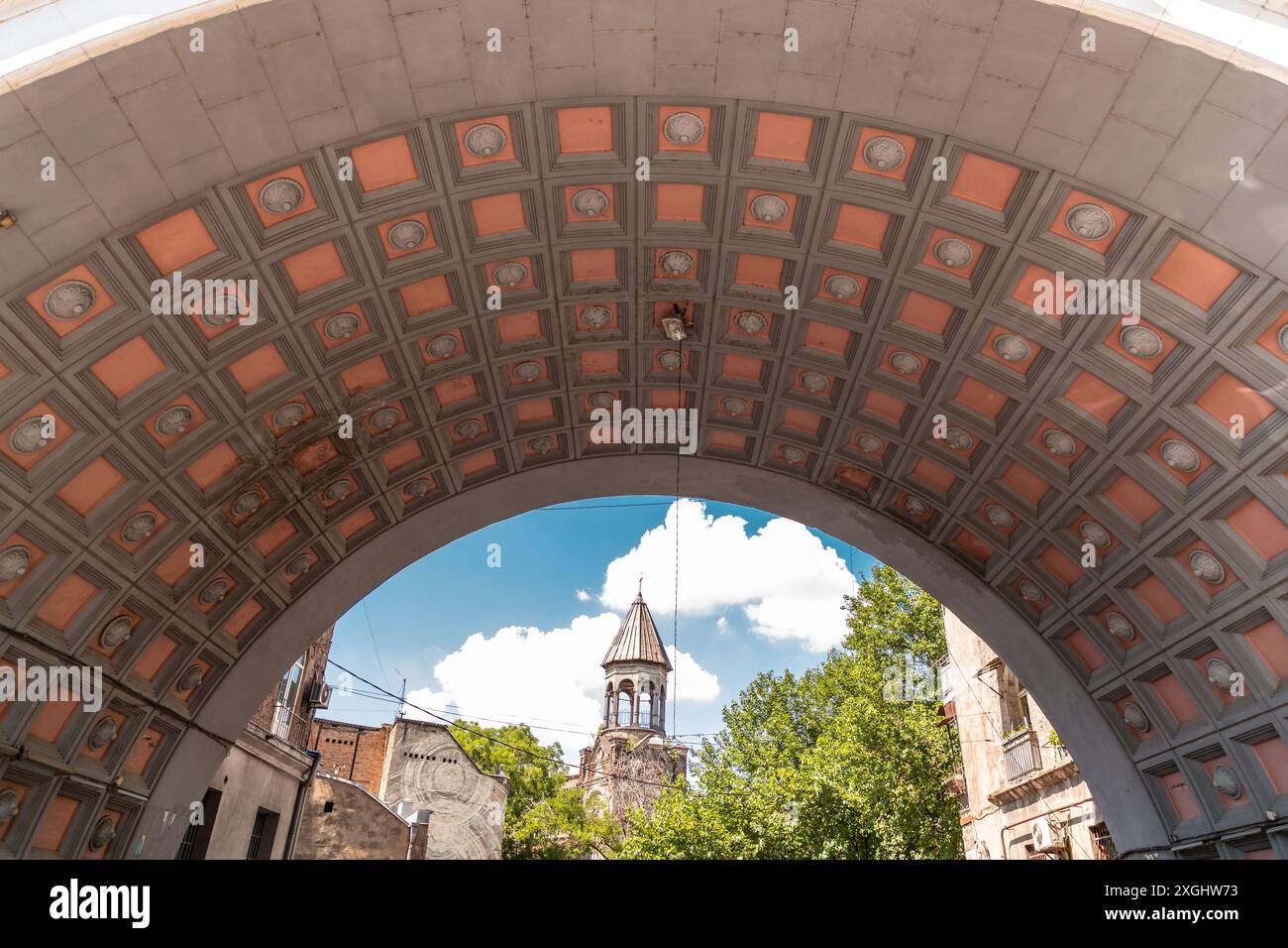 Tbilisi, Georgia - 17 JUNE, 2024: The bell tower of the Church of the ...
