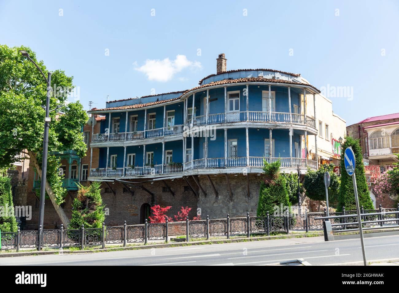 Tbilisi, Georgia - 17 JUNE, 2024: Traditional ornamental oriel windows ...