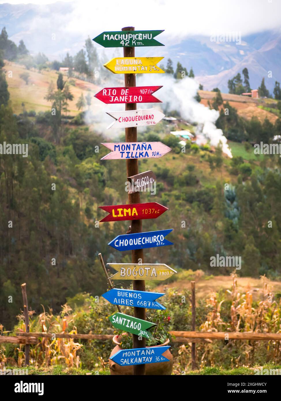 Colorful Wooden Signpost With Directions to Various Cities in South ...