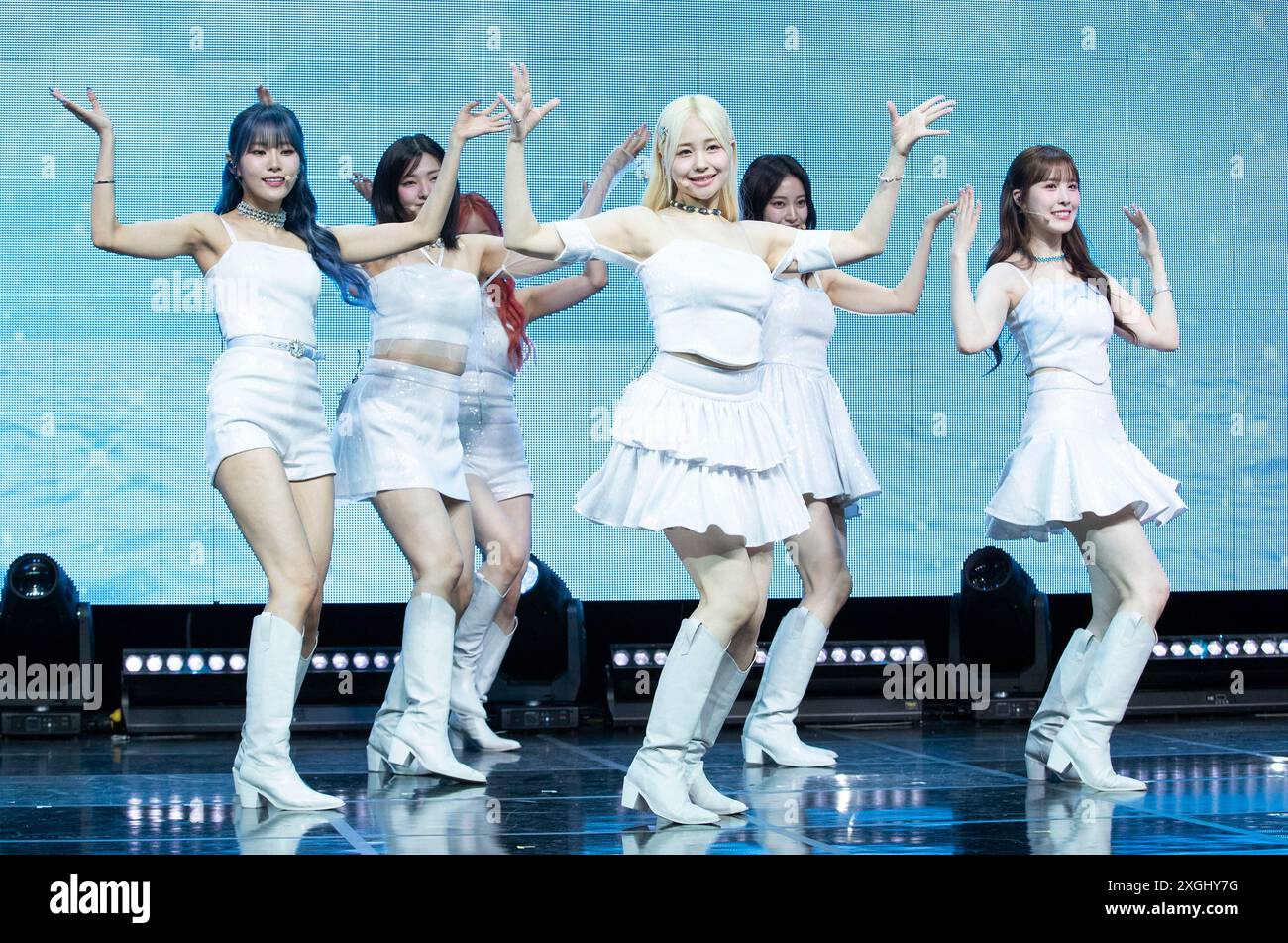 Seoul, South Korea. 9th July, 2024. Soojin, Monday, Soeun, Jaehee, Jihan and Zoa, South Korean K ...