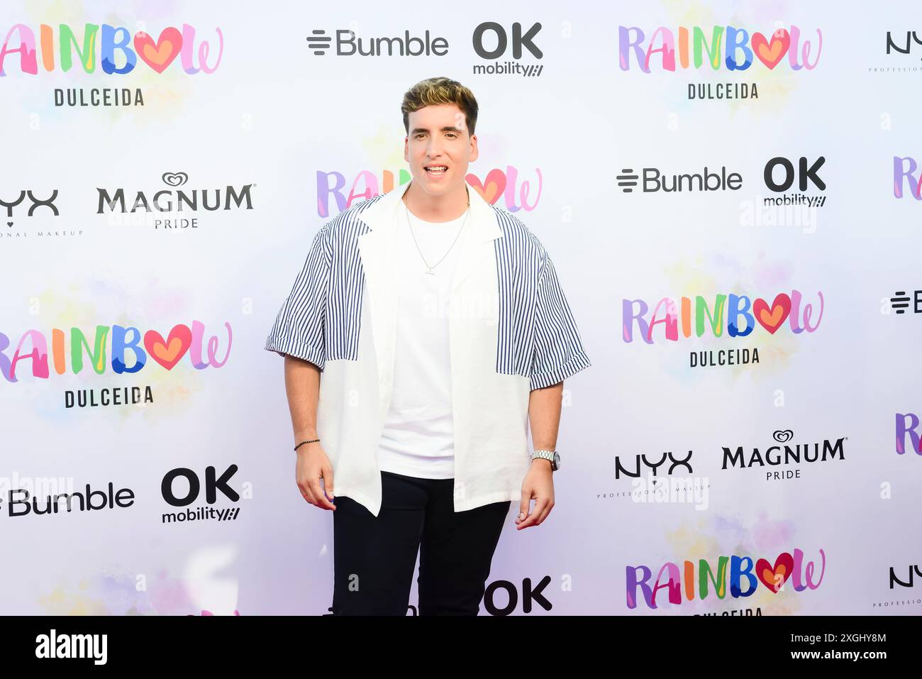 Xuso Jones posed at the photocall during the Dulceida Rainbow Pride Week party held at the Le ...