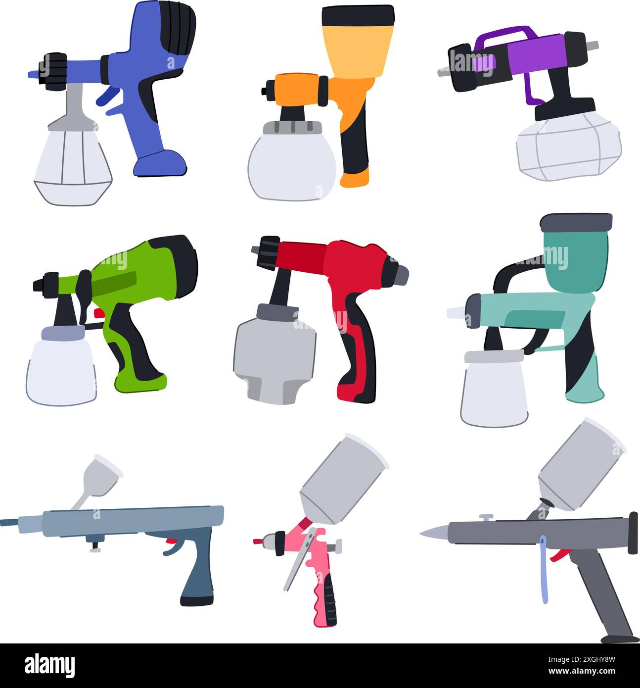 paint sprayer set cartoon vector illustration Stock Vector Image & Art ...