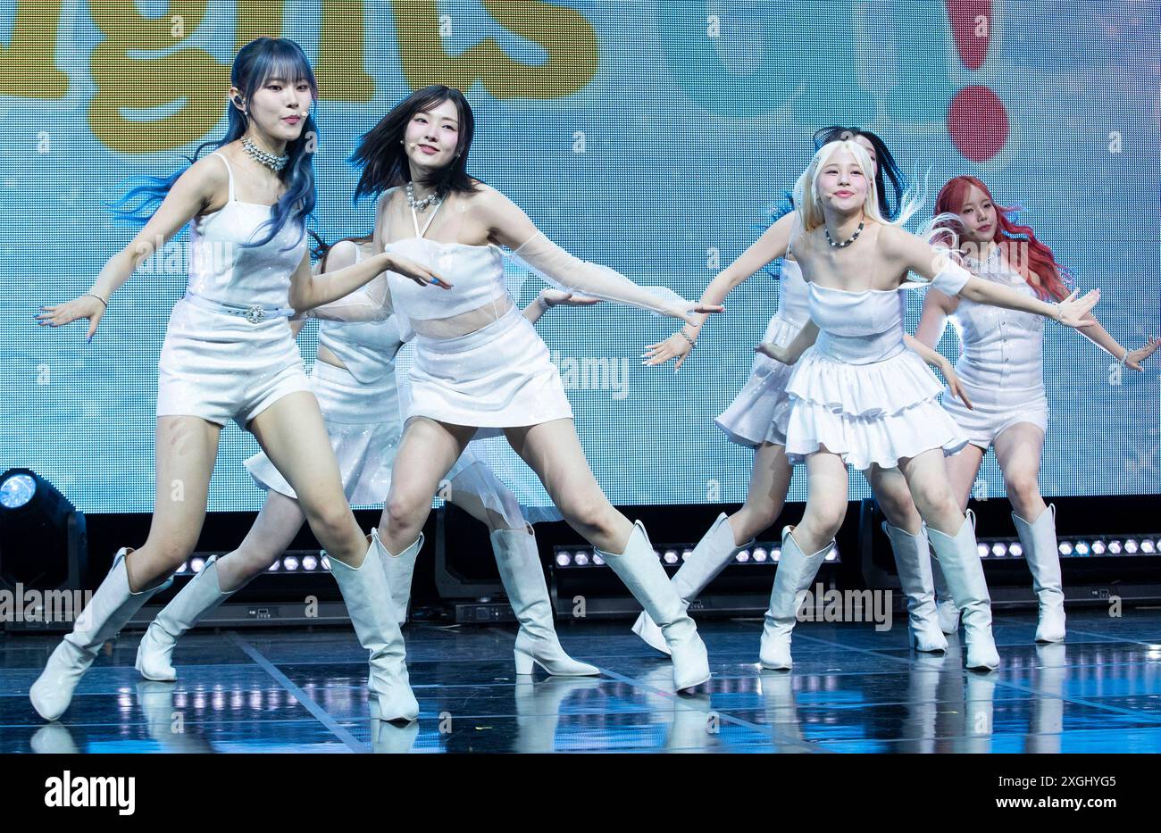 Seoul, South Korea. 9th July, 2024. Soojin, Monday, Soeun, Jaehee, Jihan and Zoa, South Korean K ...