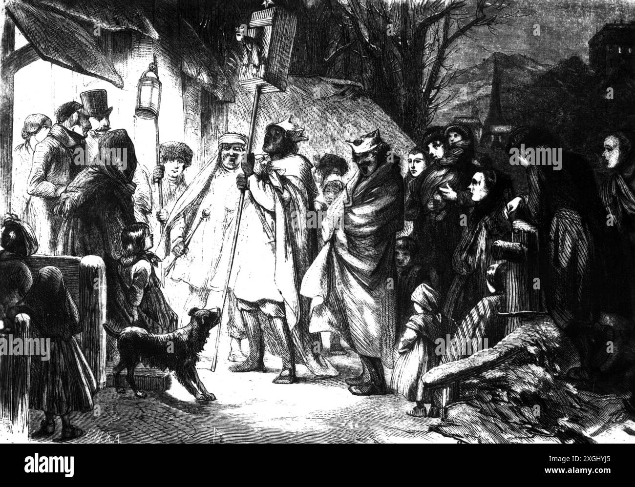 Christmas, carol singing,carol singing of the Three Wise Men in the ...