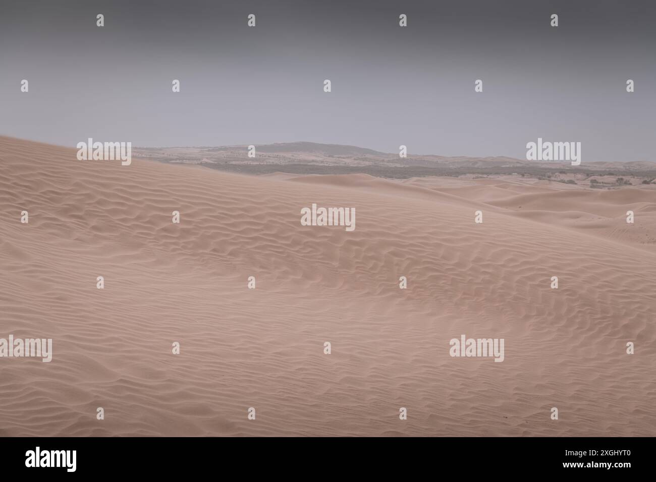 Vast landscape of the Gobi desert in Chinese Inner Mongolia. Sand dunes ...
