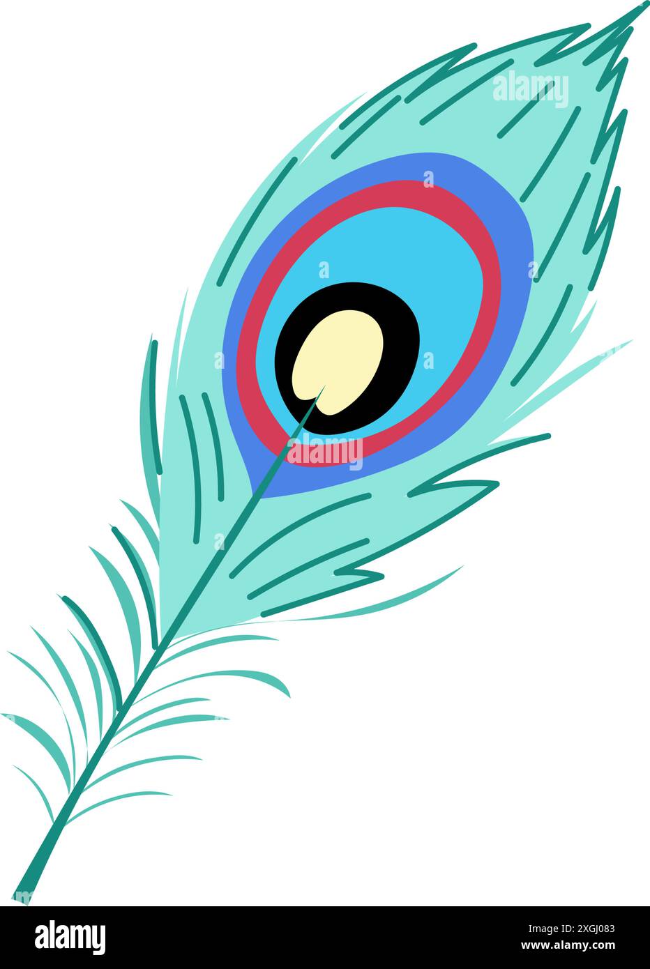 hand peacock feather cartoon vector illustration Stock Vector Image ...