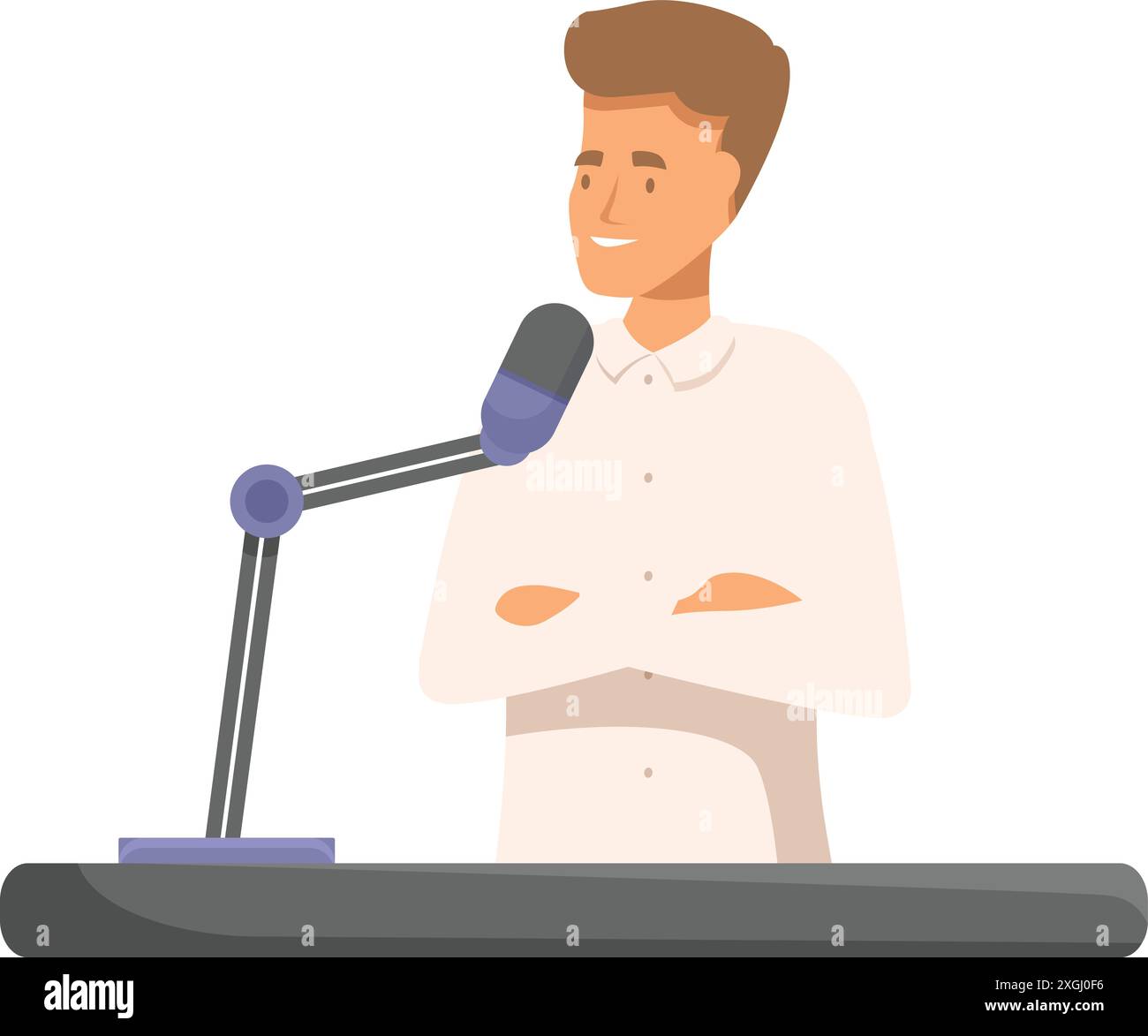 Speaking into a microphone recording Stock Vector Images - Alamy