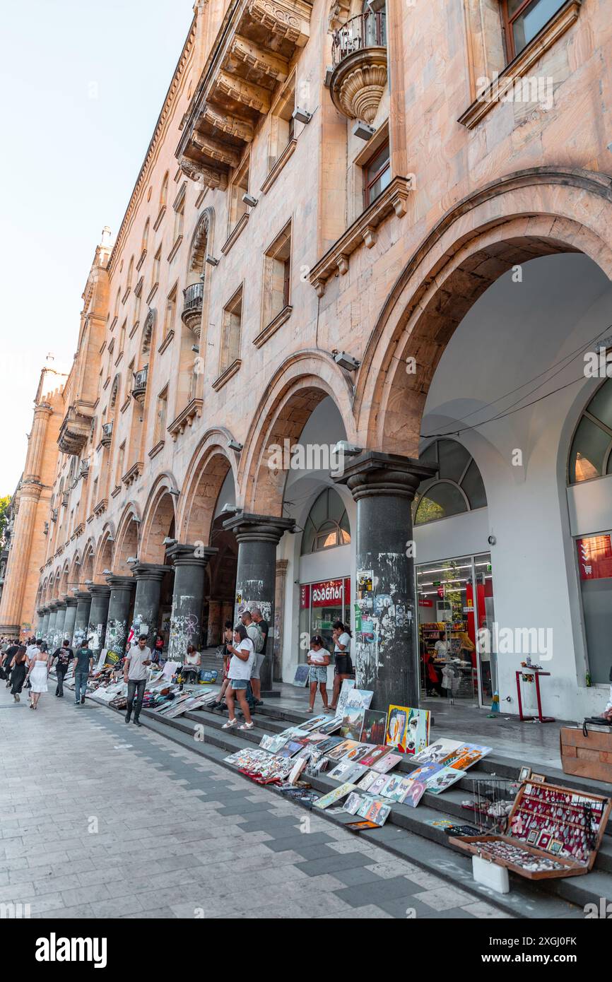 Tbilisi, Georgia - 23 JUNE, 2024: Buildings around the Rustaveli metro ...
