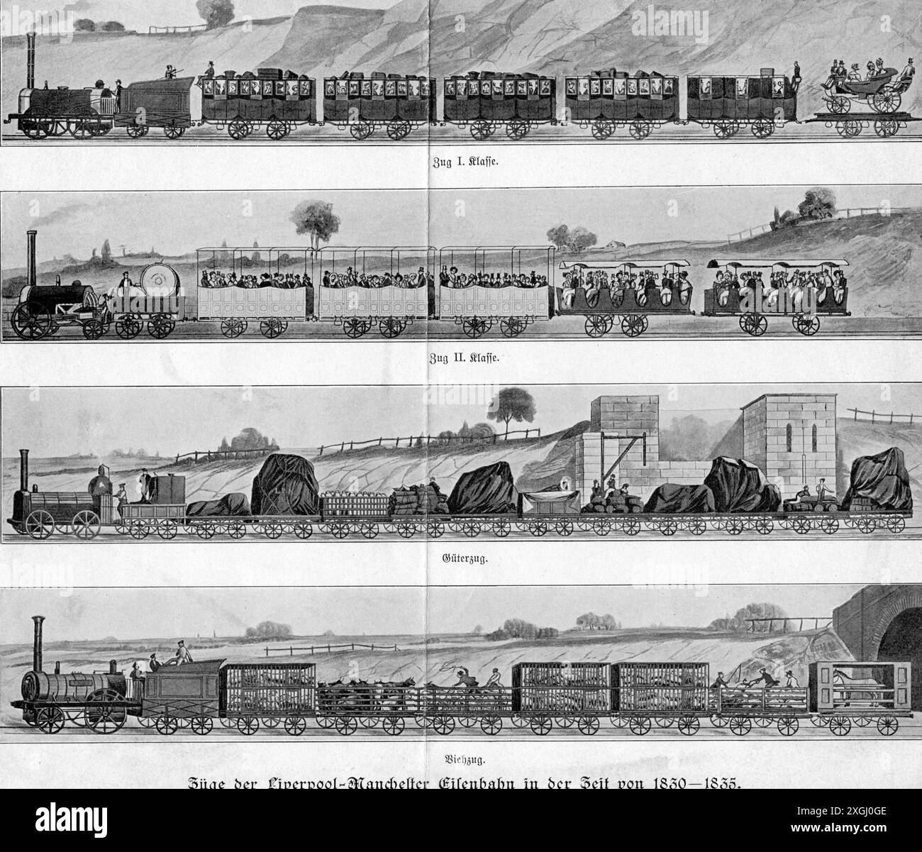 transport / transportation, railway, trains of the Liverpool and ...