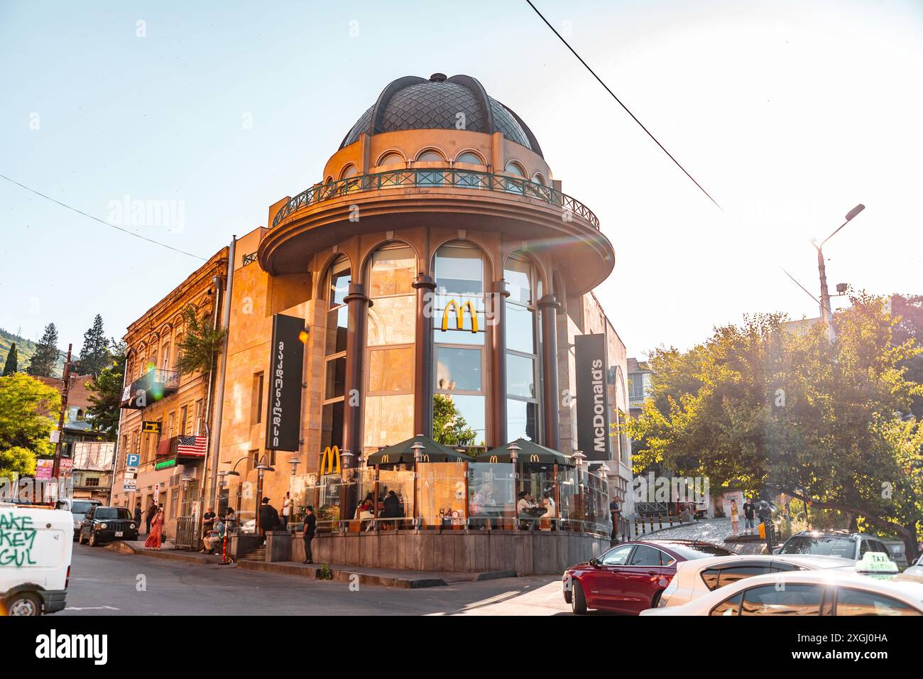 Tbilisi, Georgia - 23 JUNE, 2024: Buildings around the Rustaveli metro ...