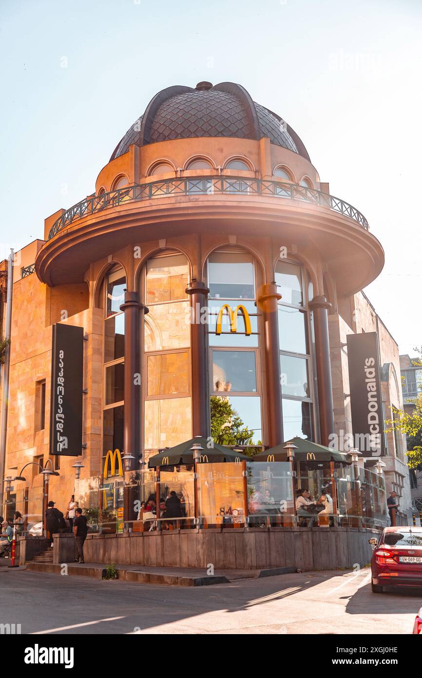 Tbilisi, Georgia - 23 JUNE, 2024: Buildings around the Rustaveli metro ...
