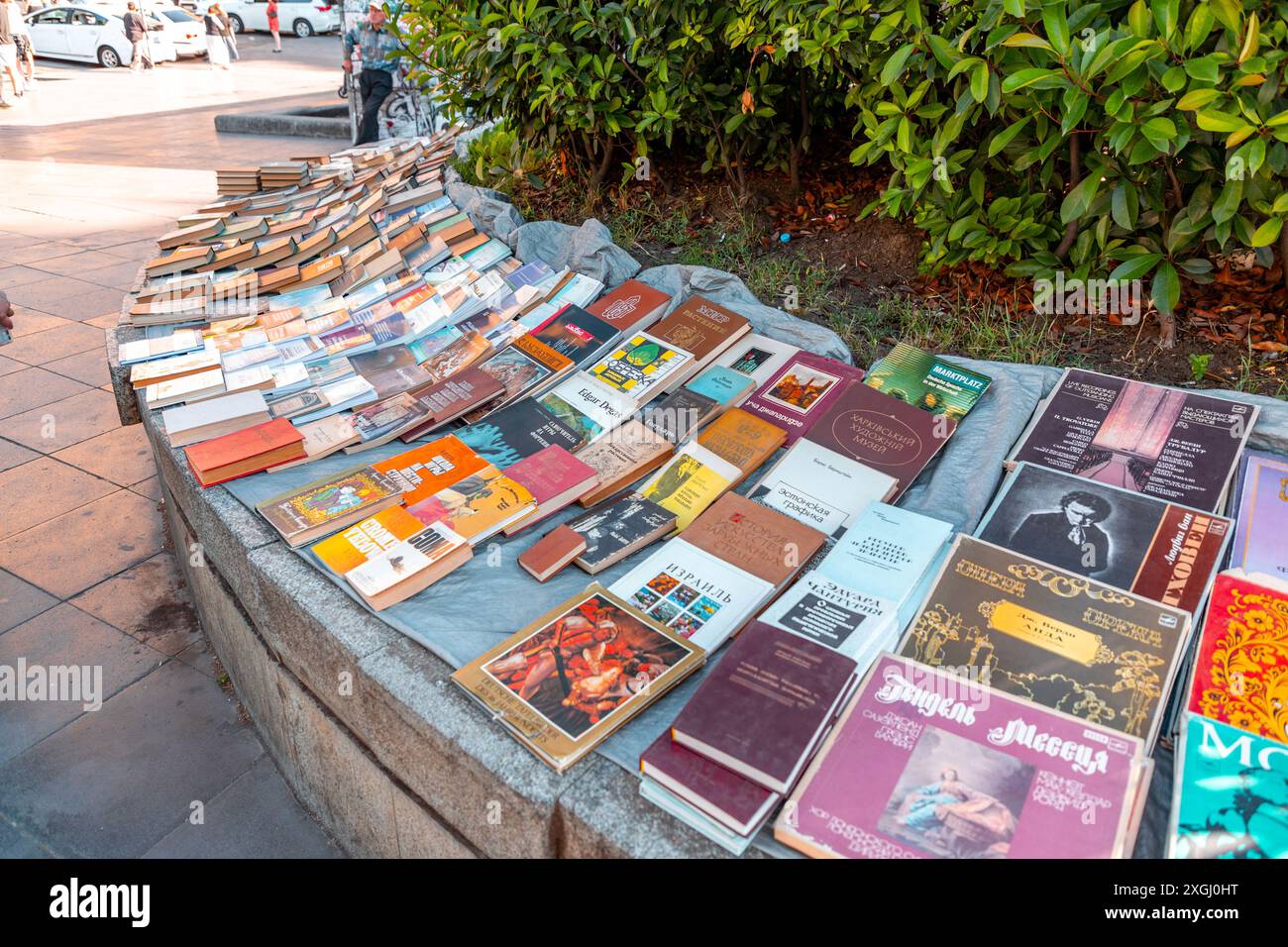 Tbilisi, Georgia - 23 JUNE, 2024: Second hand books mostly in Georgian ...