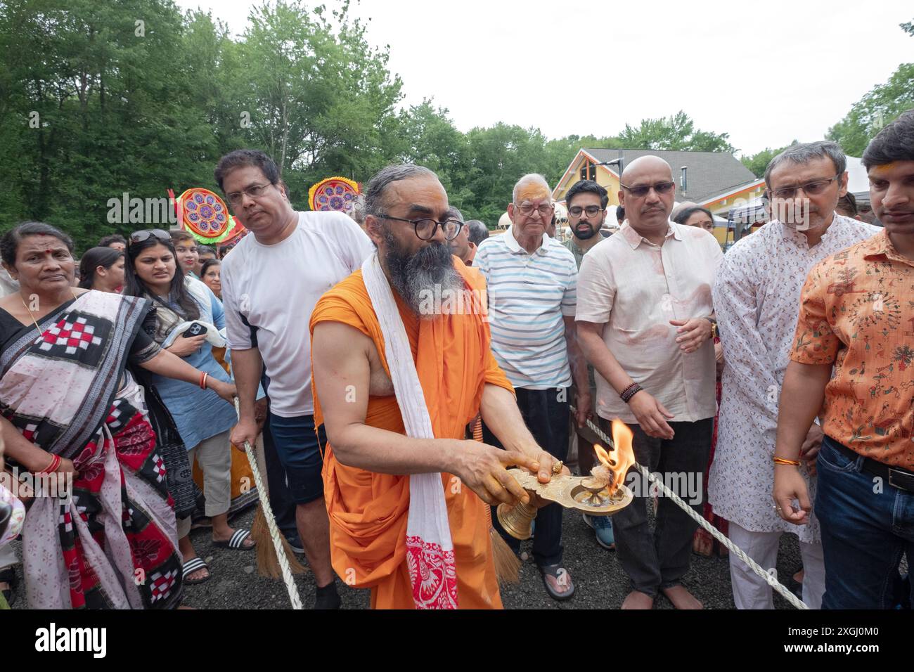 At the start of the Ratha Yatra chariot procession Swami Pandit ...