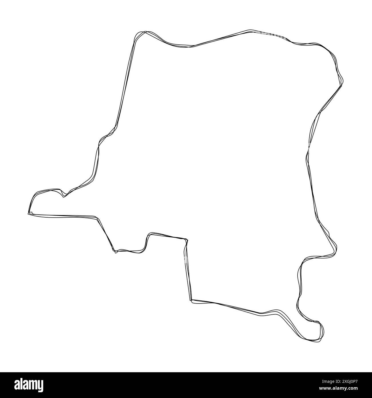Democratic Republic of the Congo country simplified map.Thin triple ...