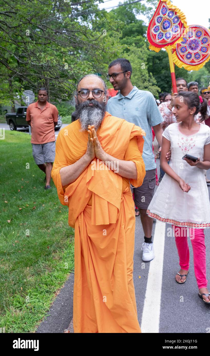 Swami Balgopal, a Hindu Monk, leads devotees in the 2024 Ratha Yatra ...