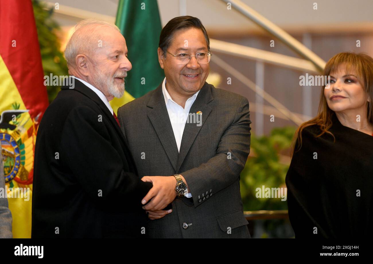 Santa Cruz, Bolivia. 09th July, 2024. Luiz Inacio Lula da Silva (l ...