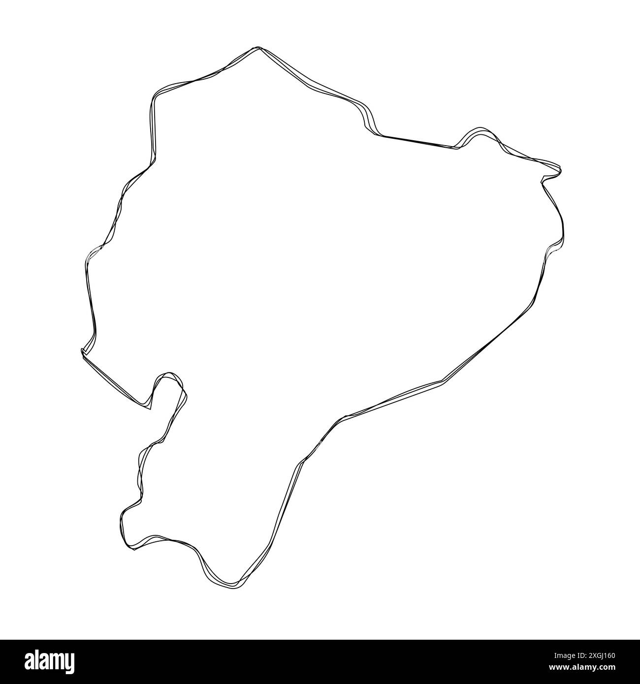 Ecuador country simplified map.Thin triple pencil sketch outline ...