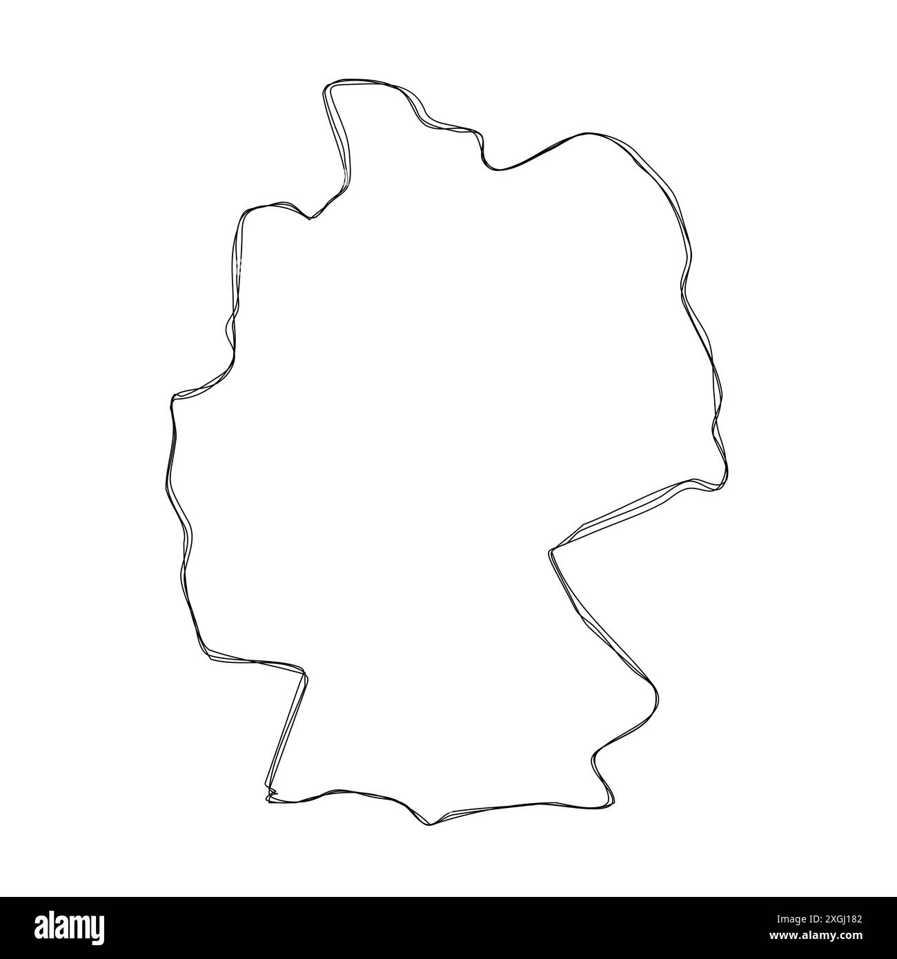 Germany country simplified map.Thin triple pencil sketch outline ...