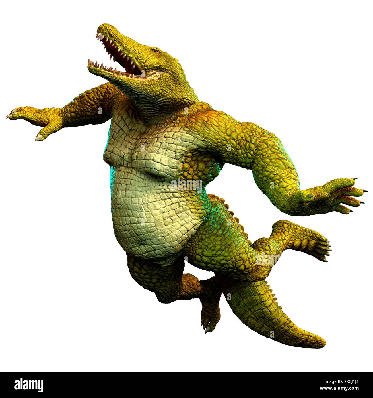 3D rendering of a green fantasy crocodile isolated on white background ...