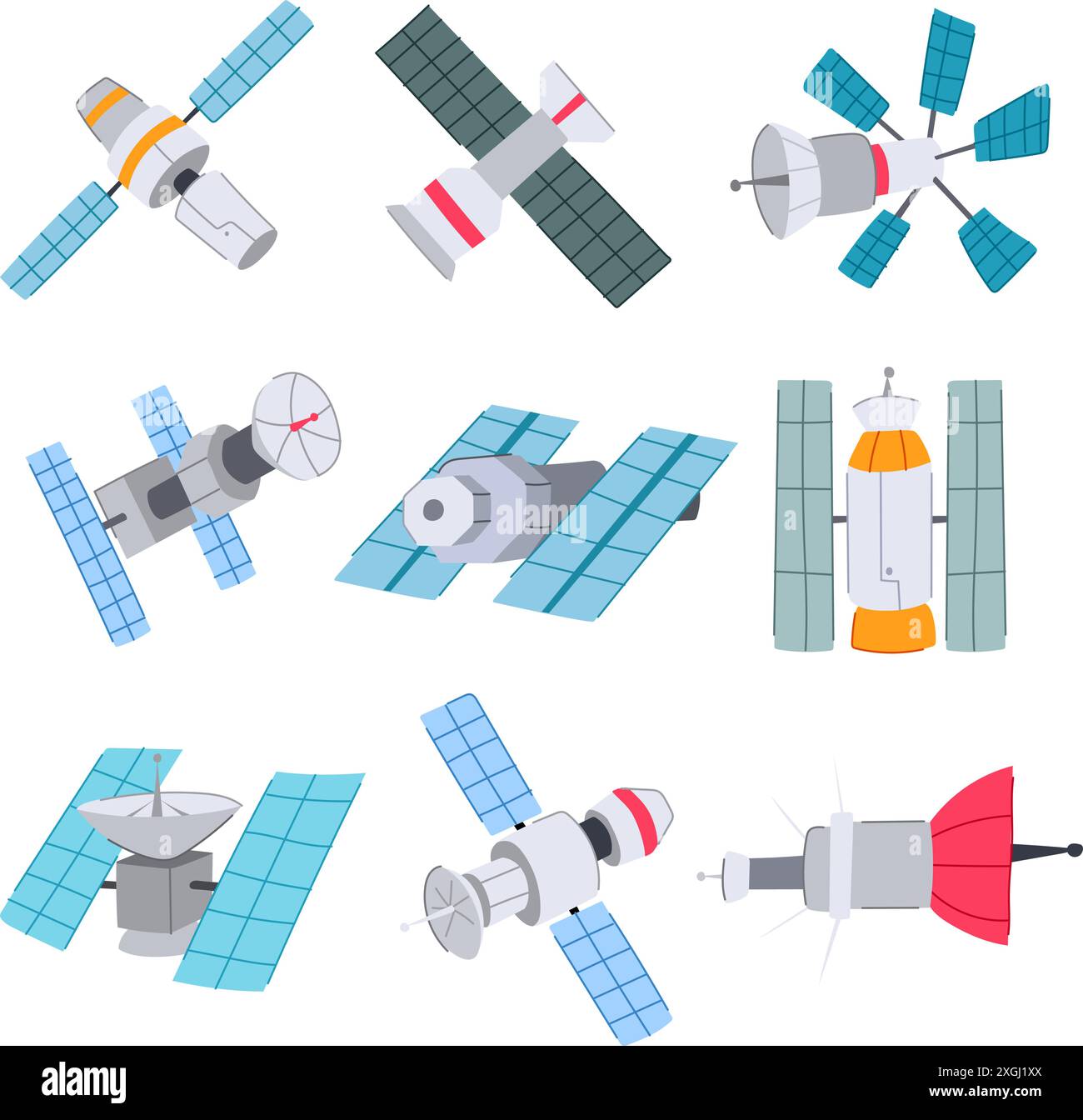 satellite set cartoon vector illustration Stock Vector Image & Art - Alamy