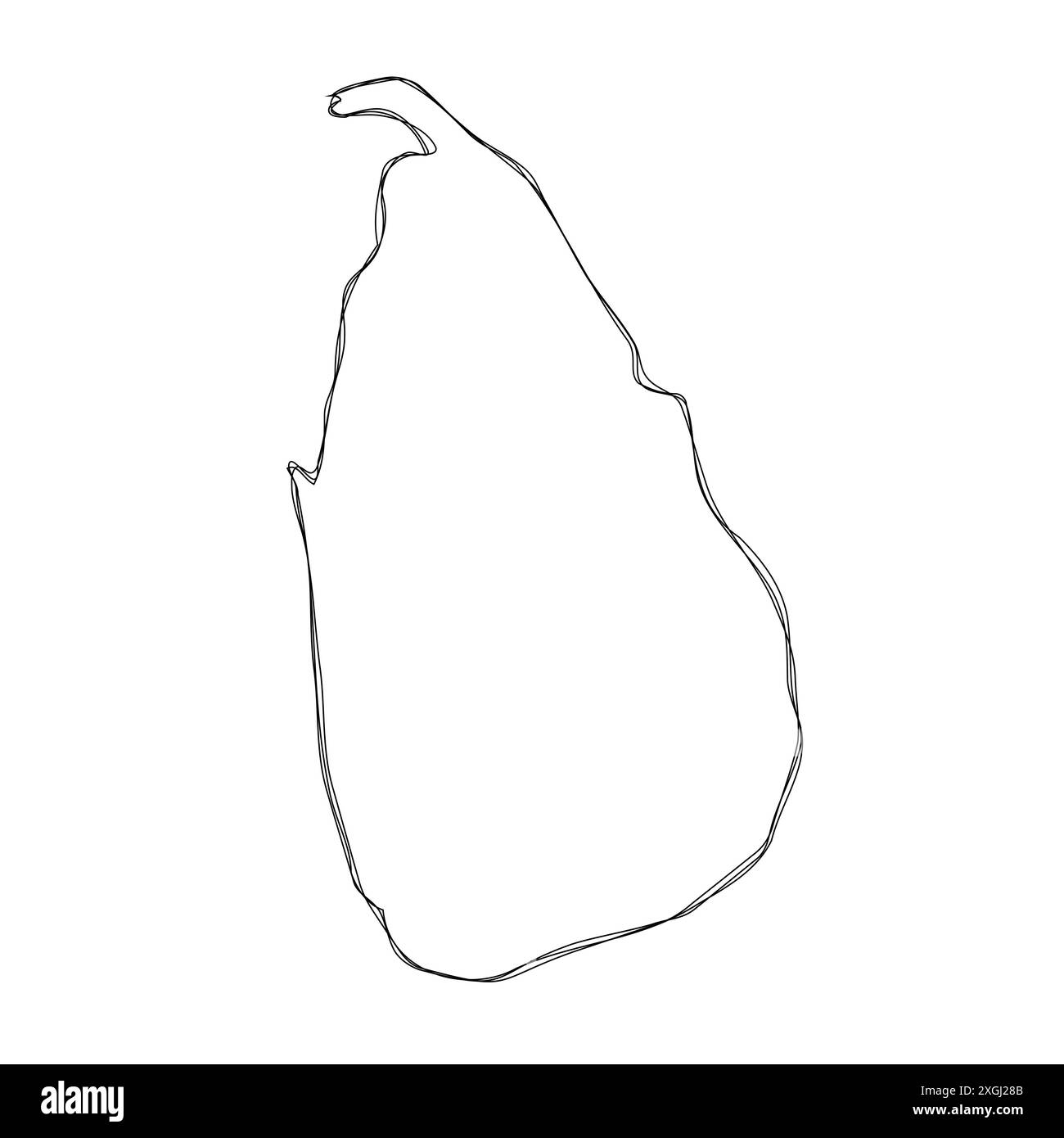 Sri Lanka country simplified map.Thin triple pencil sketch outline isolated on white background ...