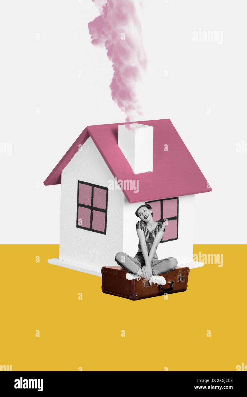 Trend artwork composite image 3D photo collage of home building ...