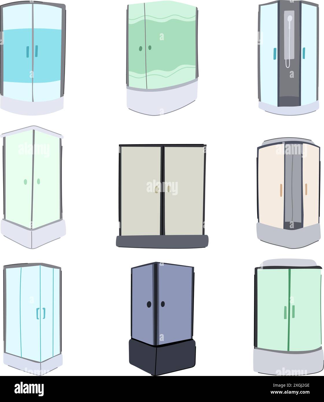 shower cabin set cartoon vector illustration Stock Vector Image & Art ...