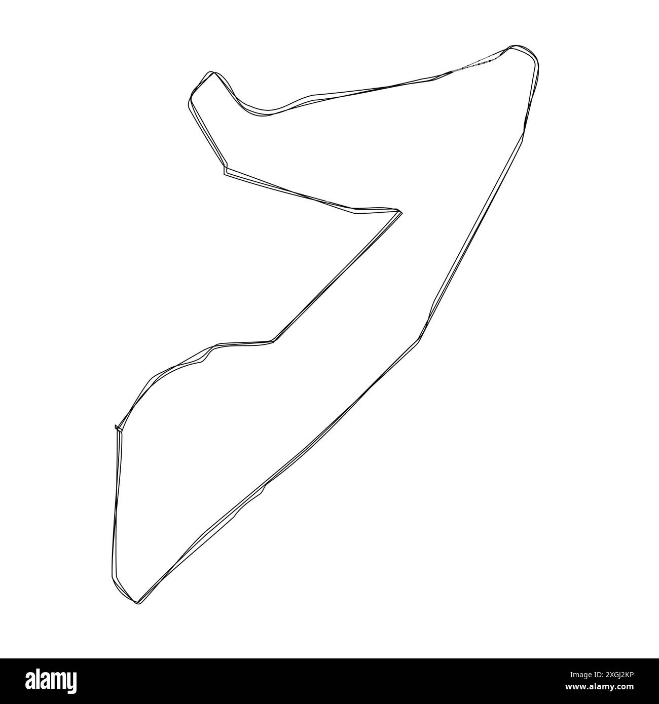 Somalia Country Simplified Mapthin Triple Pencil Sketch Outline Isolated On White Background